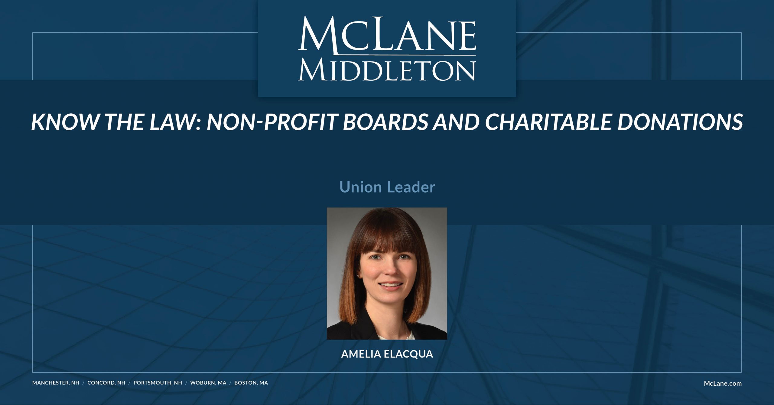 Know the Law: Non-Profit Board and Charitable Donations - McLane Middleton
